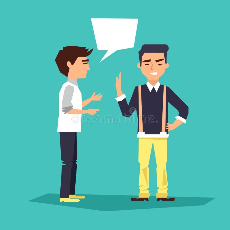 Two People are in Talks. Flat Vector Illustration Stock Illustration ...