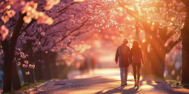Two People Walking Down Path with Trees Stock Photo - Image of forest ...