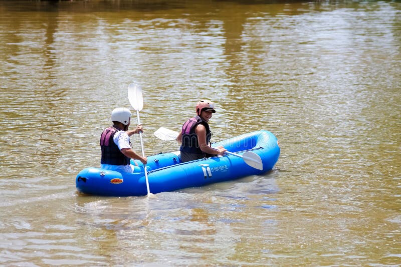 Two People Whitewater Kayaking on the River Editorial Image - Image of ...