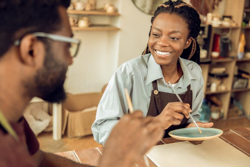 Two People Working with Clay on a Pottery Workshop Stock Image - Image ...