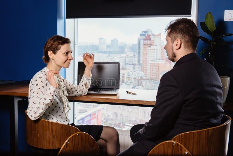 Two People Working at the Office. Client and Manager Conversation Stock ...