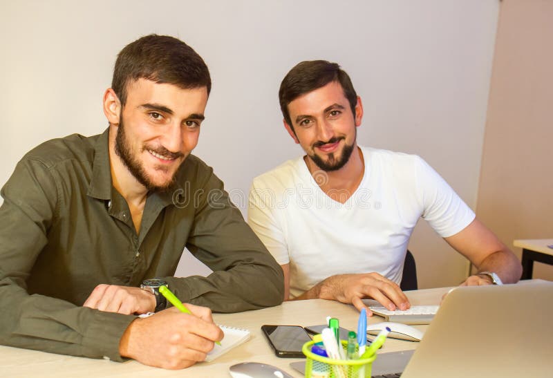 Two People Working Together in Office Stock Photo - Image of occupation ...