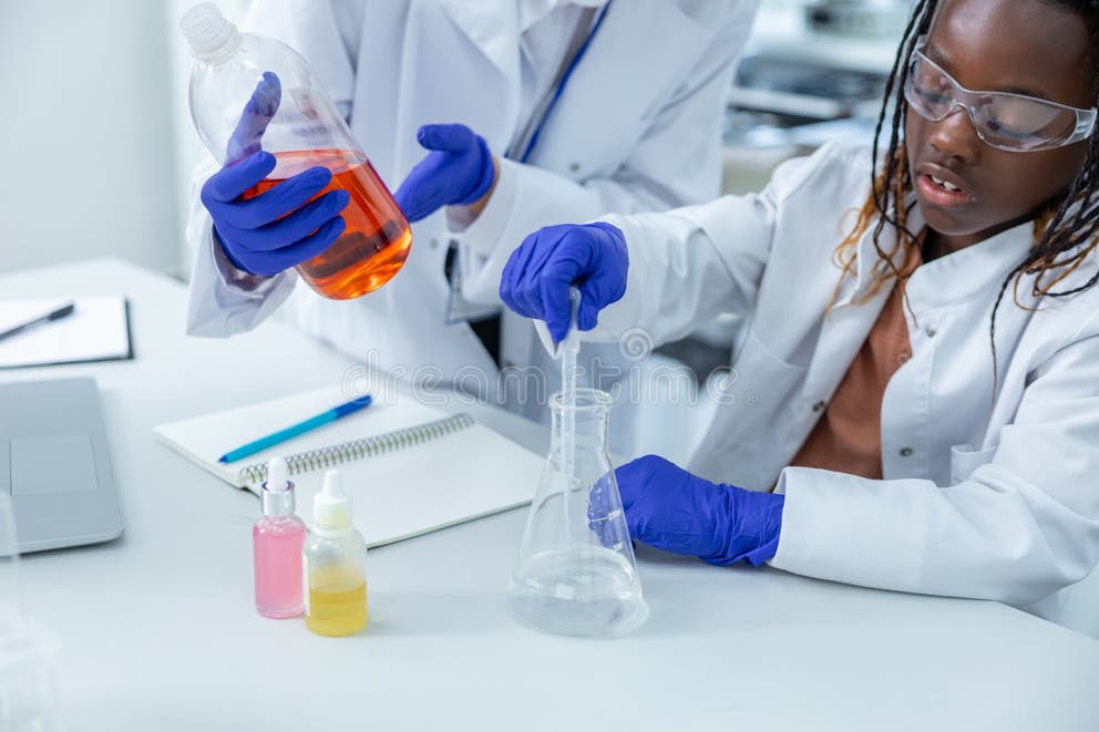Two People Working with the Vacutainers in a School Laboratory Stock ...