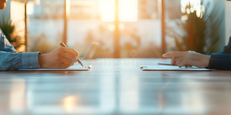 Two People are Writing on a Table by AI Generated Image Stock ...
