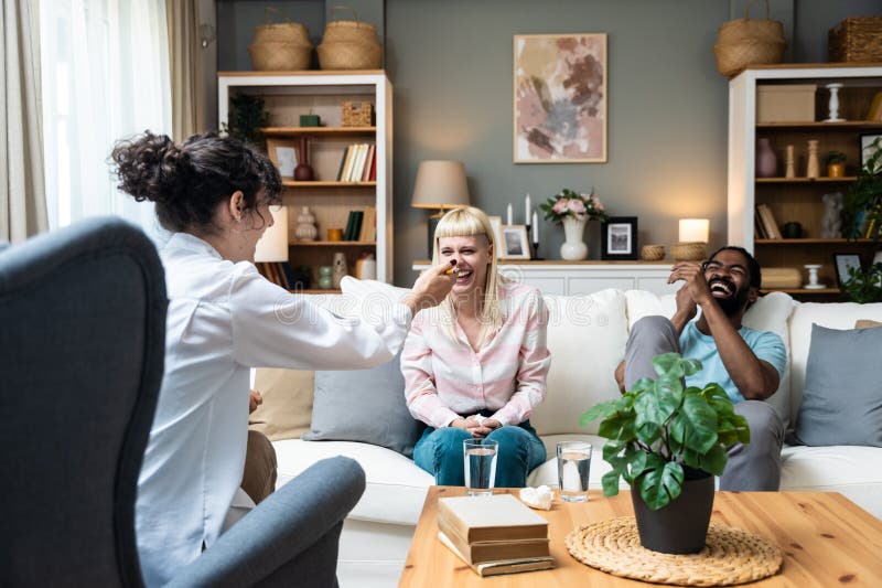 Two People, Young Diverse Couple Trying To Solve Issues in Their ...