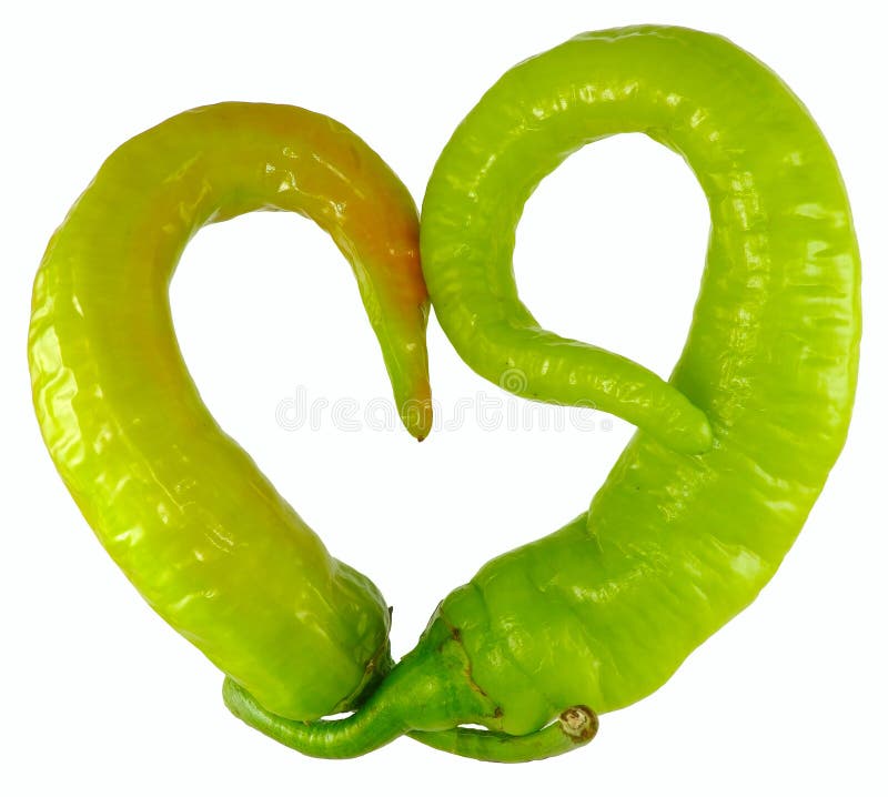 Two Chili Peppers Forming a Shape of Heart Stock Image - Image of ...