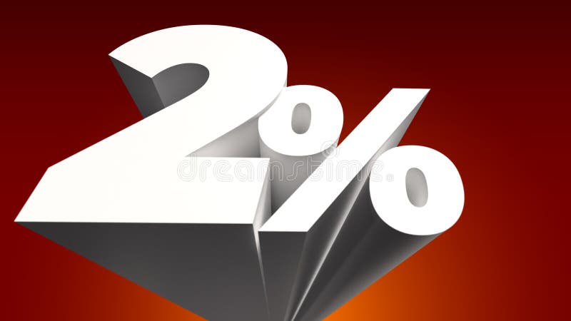 2 Two Percent 3d Sign Perspective Extrude Typography Stock Illustration ...