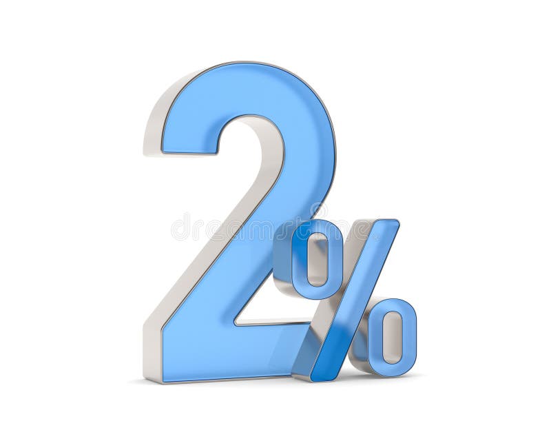 Two Percent on White Background. Isolated 3D Illustration Stock ...