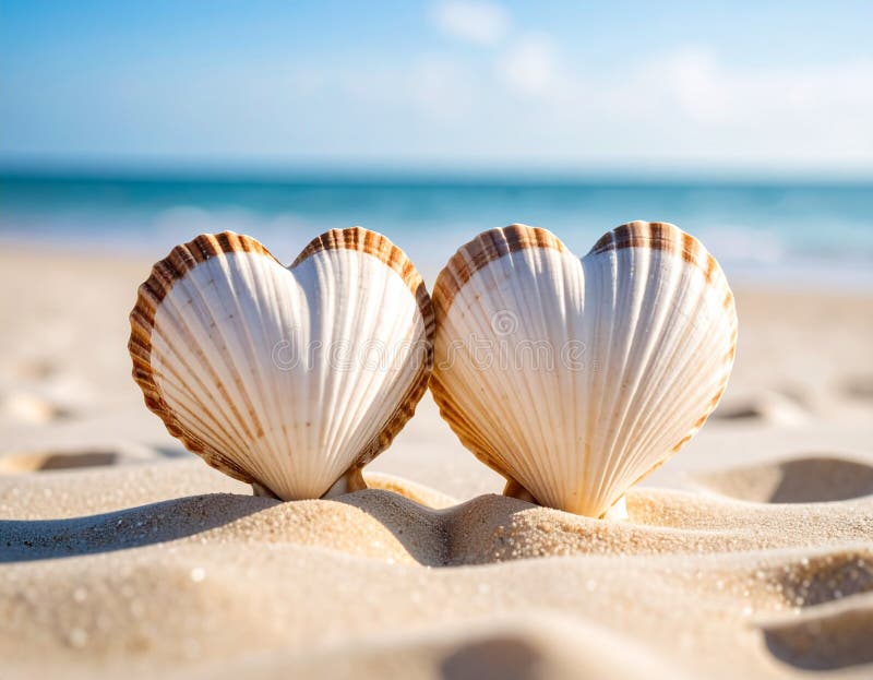Two Perfectly Aligned Seashell Halves Create a Natural Heart Shape on a ...