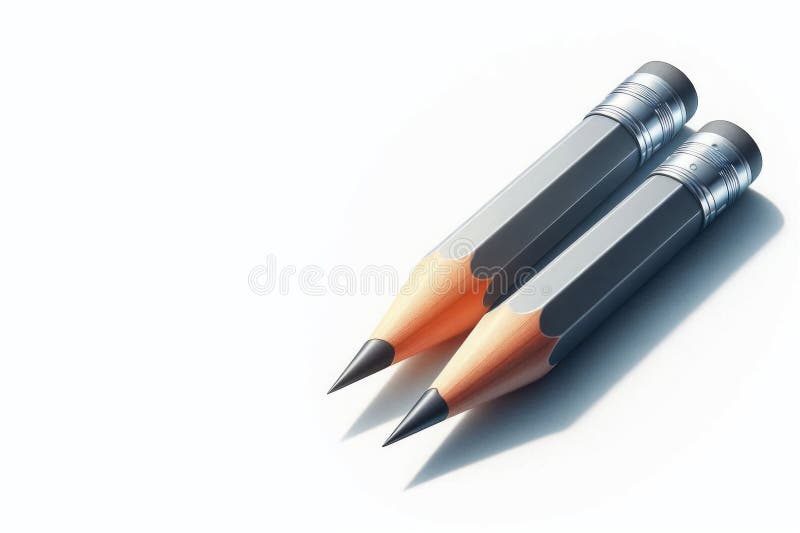Two Perfectly Sharpened Pencils Lie Side by Side on a Light Background ...