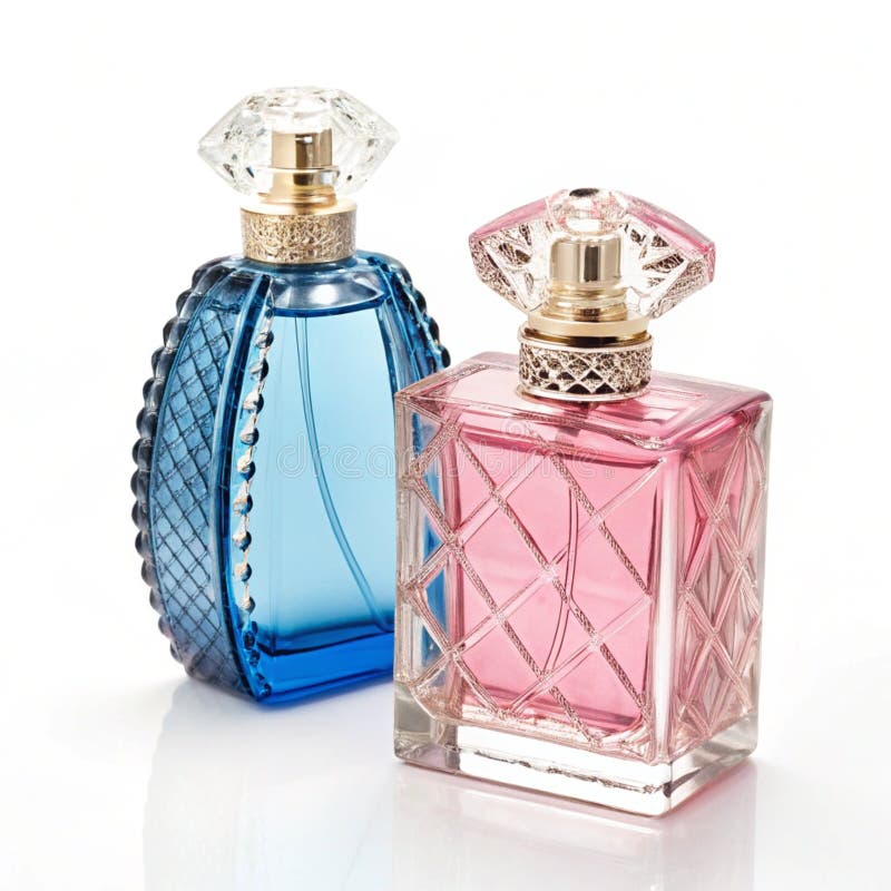 Two Perfume Bottles Isolated on White Background Stock Illustration ...