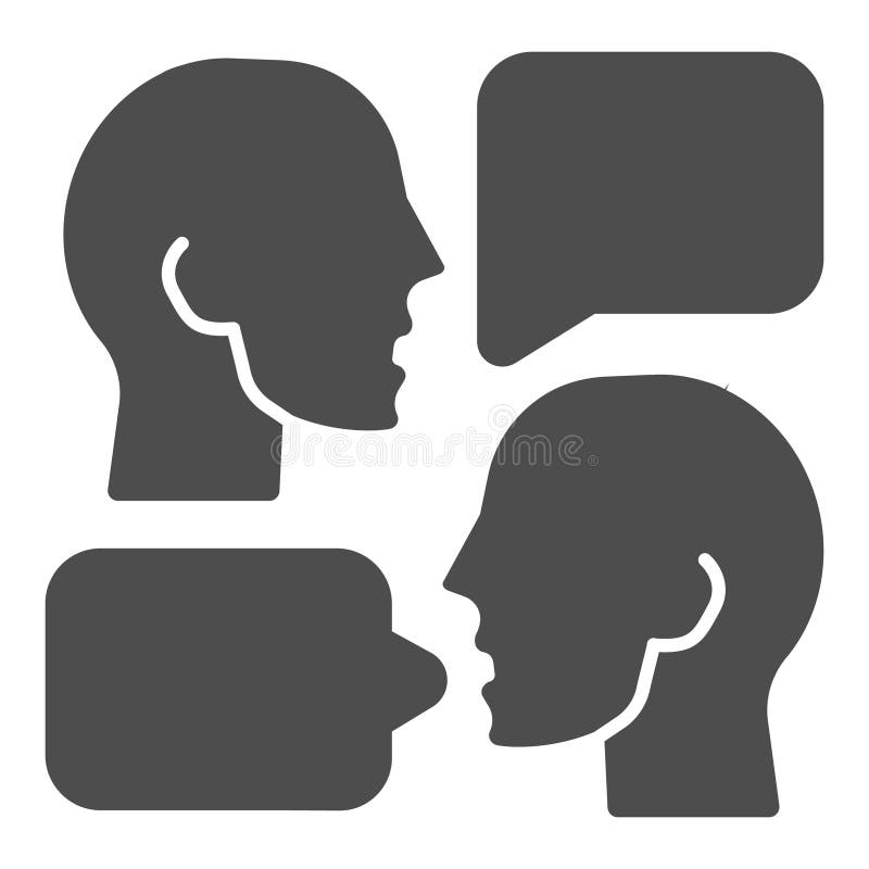 Two Person Faces and Chat Bubble Solid Icon, Info Tech Concept. Vector ...