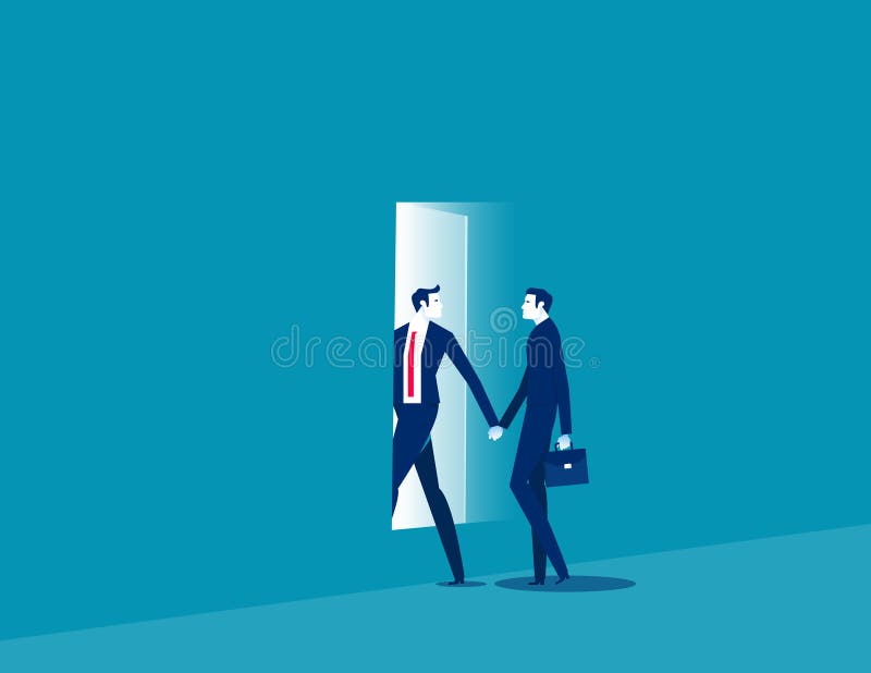 Two Person Holding Hands and Walking through Rectangular Opening in ...