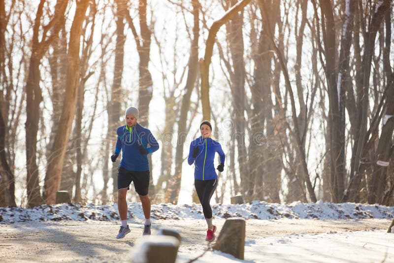 Two Person Jogging in Nature Stock Image - Image of forest, outdoor ...