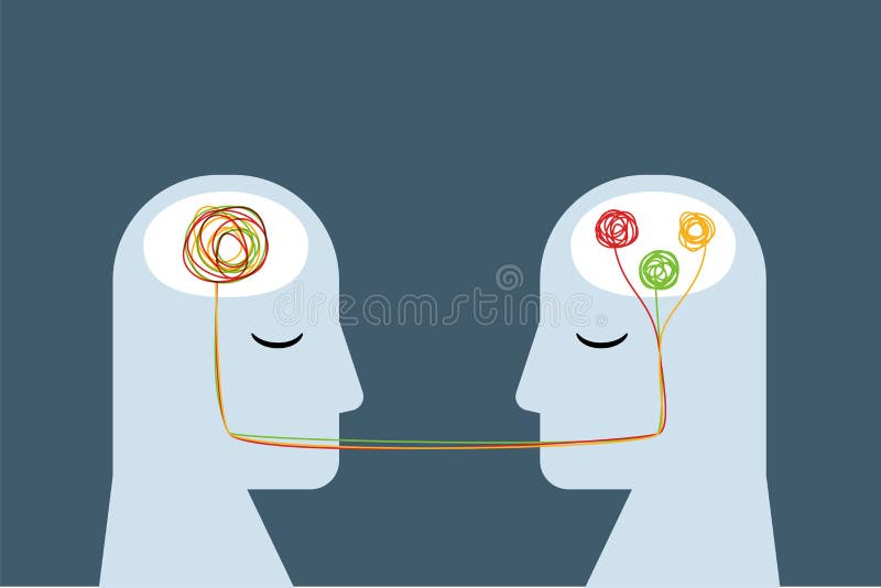 Two Person is Talking with Thread Management on Their Head Stock Vector ...