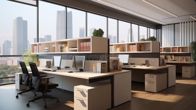 Two Person Workstations Office Ai Generated Background Image Stock ...
