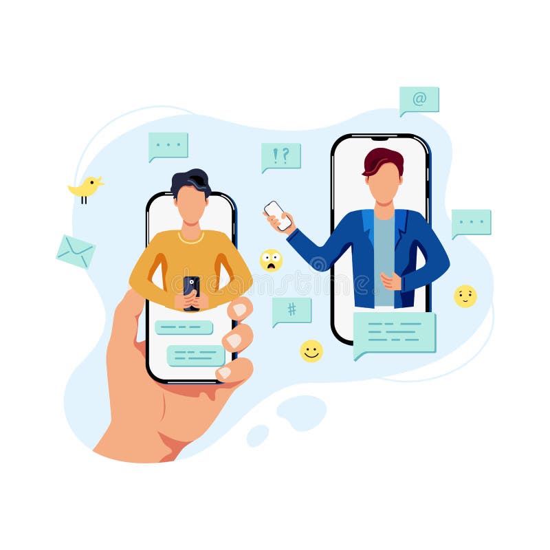 Two Persons are Chatting on Mobile Phones Stock Vector - Illustration ...