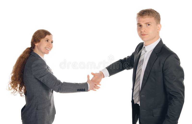 Two Persons in Suits Given Hands Stock Photo - Image of businesswoman ...
