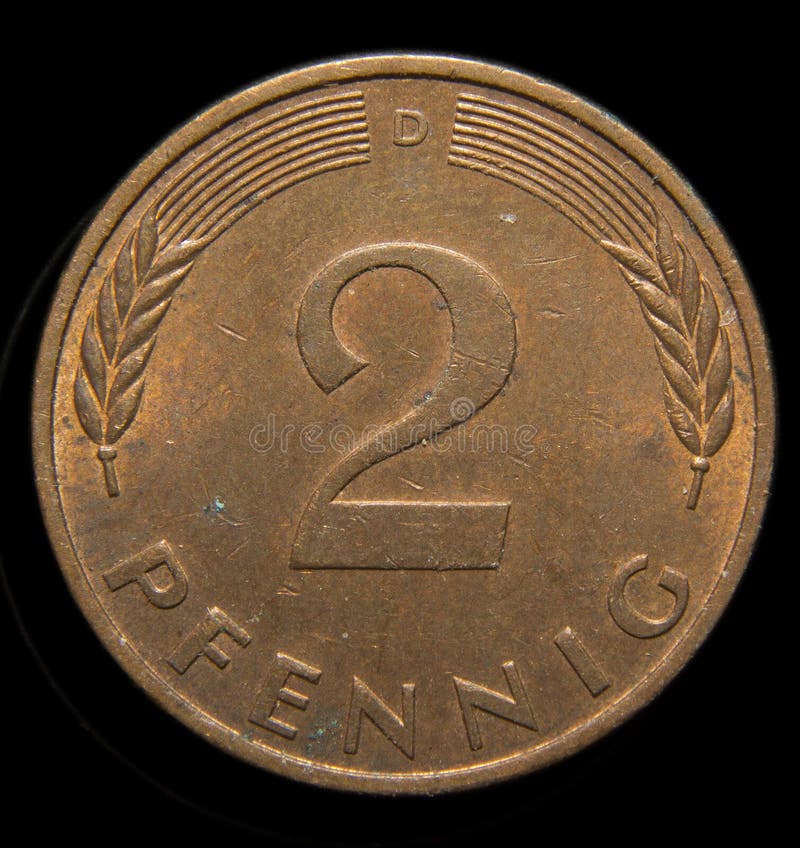 Two pfennig bronze coin stock image. Image of square - 82607437
