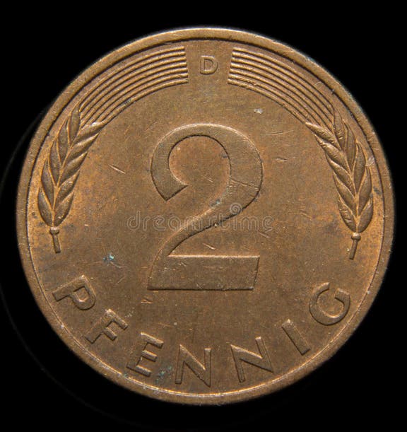 Two pfennig bronze coin stock image. Image of square - 82607437