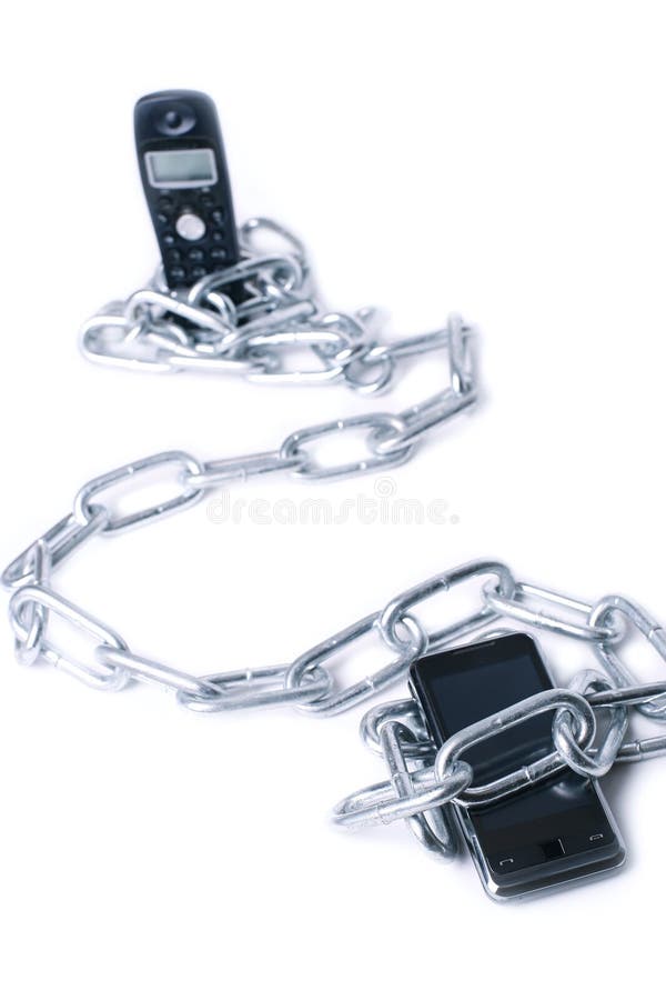 Two Phones Connected by Chain Stock Image - Image of phone, connected ...