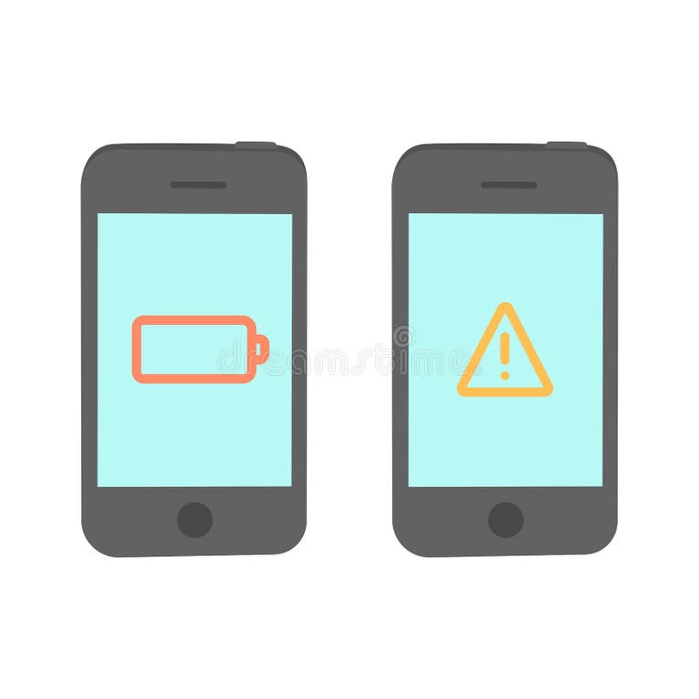 Two phones with problems. stock vector. Illustration of digital - 84634231