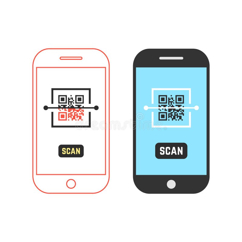 Qr Code Scanning in Red Bubble Stock Vector - Illustration of message ...