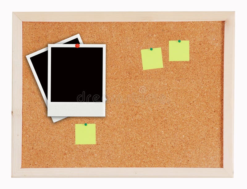 Two Photo Frame on Cork Board Post it Stock Image - Image of drawing ...