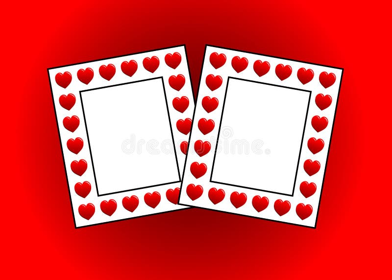 Two Photo Frames with Hearts Stock Illustration - Illustration of ...