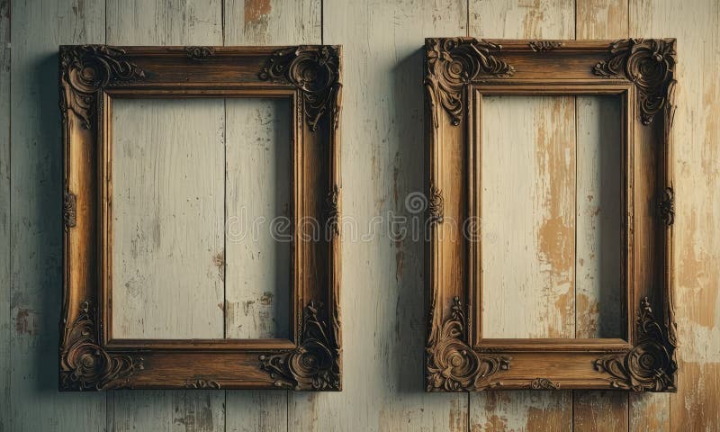 Two Picture Frames are Hanging on a Wall, One on the Left and One on ...