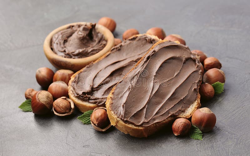 Two Piece of Bread with Chocolate Butter Stock Image - Image of cooking ...