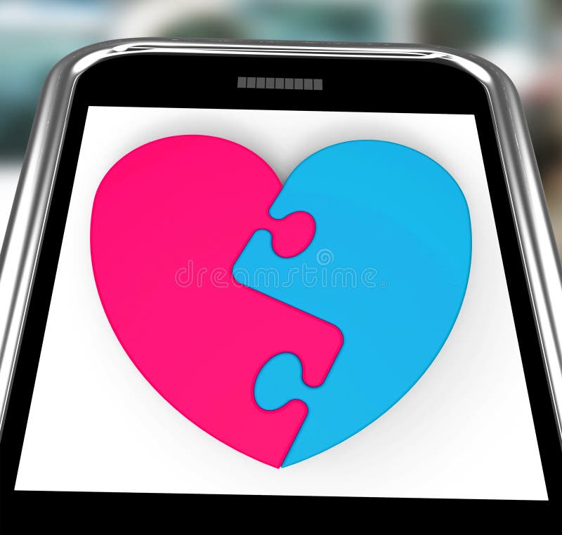 Two-Pieced Heart on Smartphone Showing Complement Stock Illustration ...