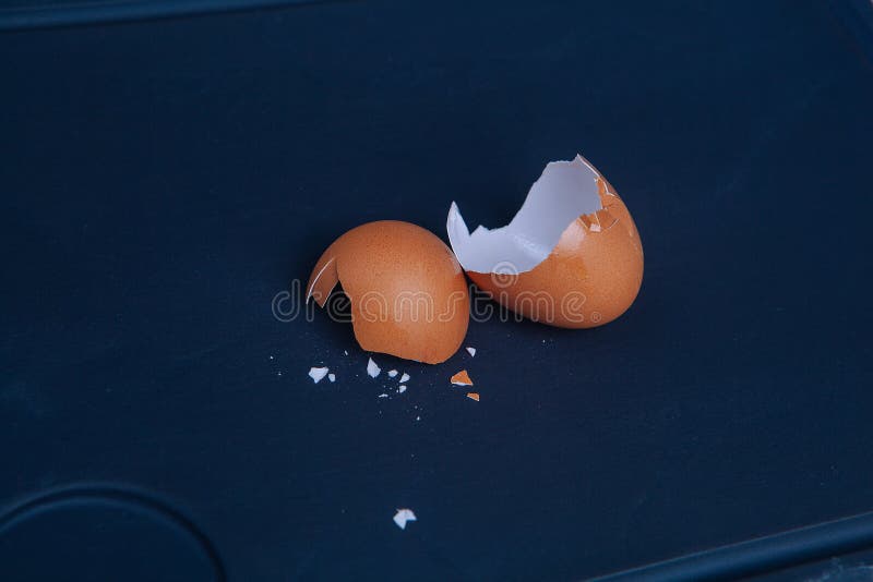 Two Pieces of Broken Egg Shell on Dark Background Stock Photo - Image ...