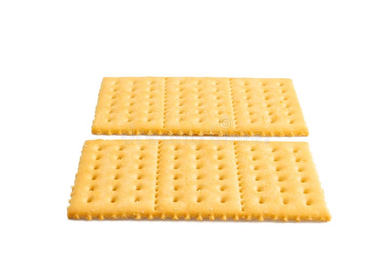 Two Pieces of Crackers are on a White Background Stock Photo - Image of ...