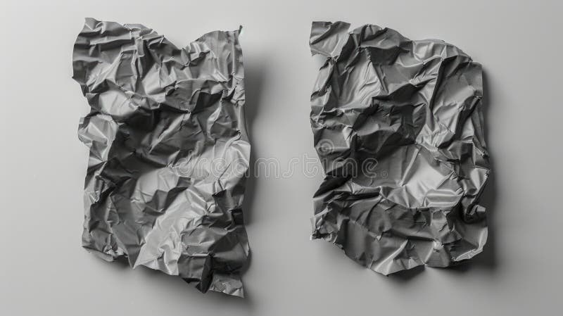 Two Pieces of Crumpled Paper on a White Surface, Suitable for Business ...