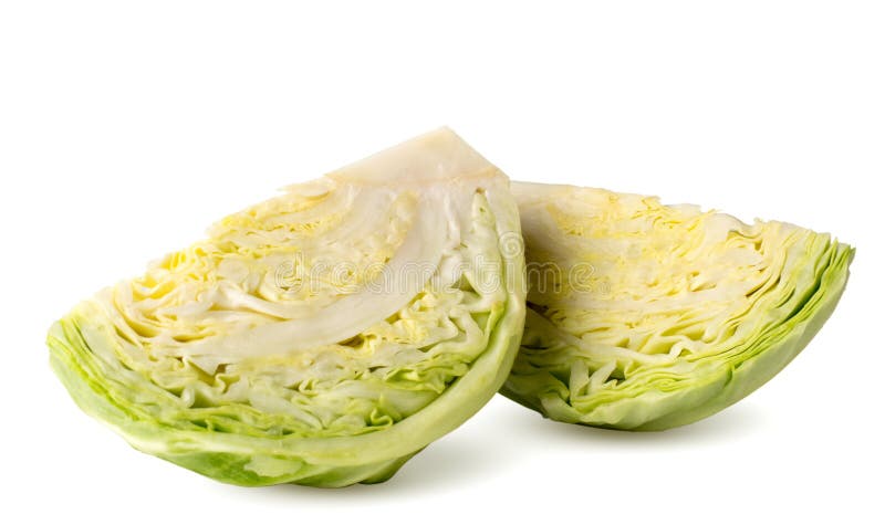 Two Pieces of Fresh Cabbage on a White, Isolated. Stock Photo - Image ...