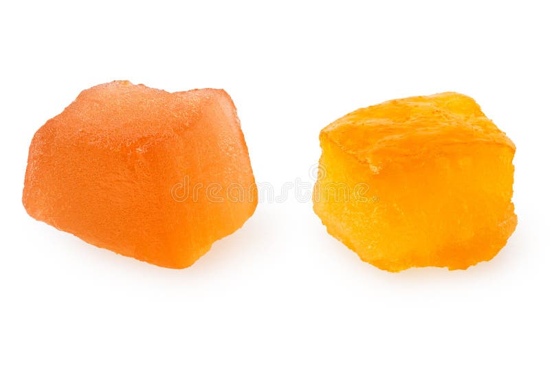 Two Pieces of Glazed Dried Fruit Isolated Stock Photo - Image of square ...