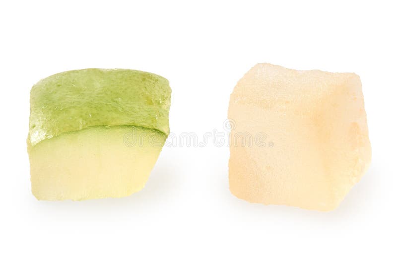 Two Pieces of Glazed Dried Fruit Isolated Stock Photo - Image of ...