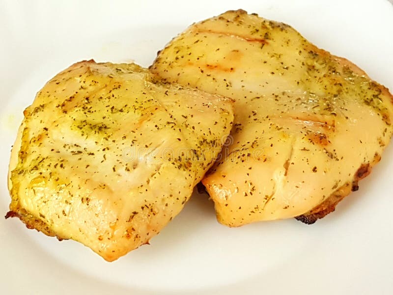 Two Pieces of Grilled Chicken Breast Stock Image - Image of closeup ...