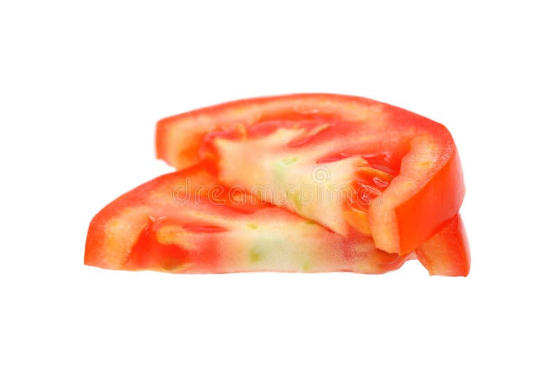 Two Pieces of Half Sliced Tomato Isolated on White Stock Photo - Image ...