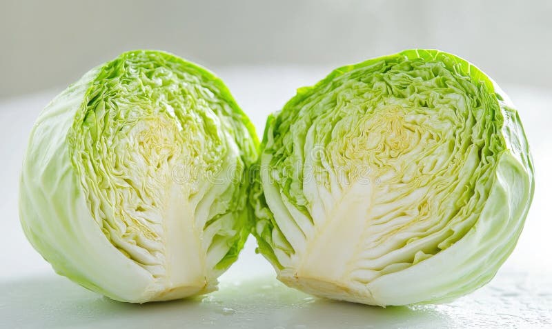 Two Pieces of Lettuce are Cut in Half Stock Photo - Image of pieces ...