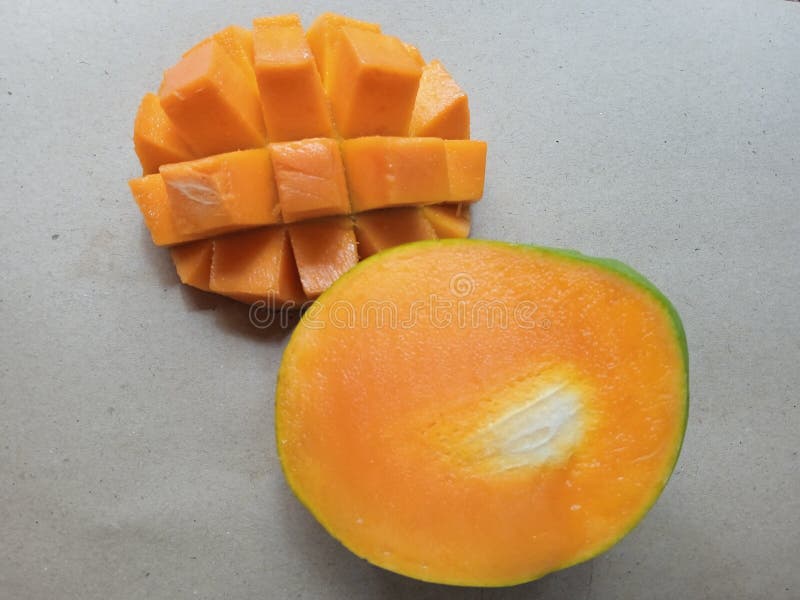 Two Pieces of Mango that Looks Sweet and Juicy Stock Photo - Image of ...