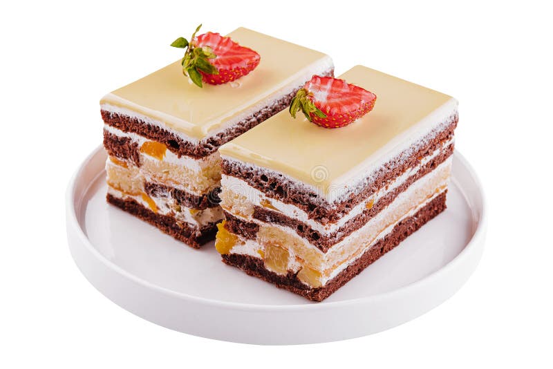 Two Pieces Multi-layered Cocoa Sponge Cake Stock Photo - Image of ...