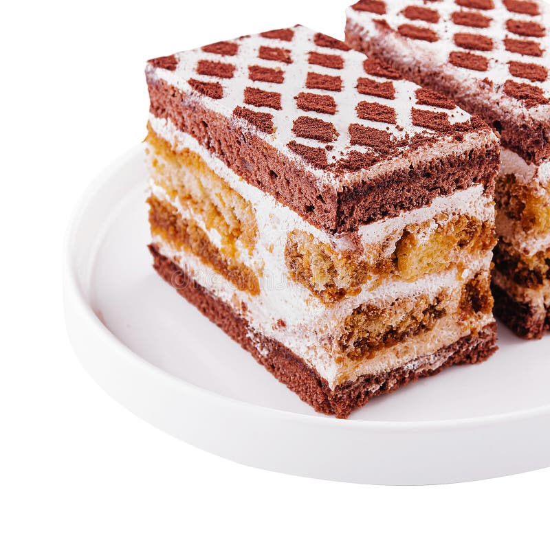 Two Pieces Multi-layered Cocoa Sponge Cake Stock Image - Image of ...
