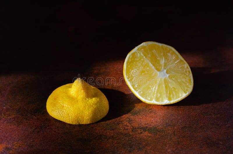 Two Pieces of Old Drying Lemon Stock Photo - Image of nature, seasonal ...