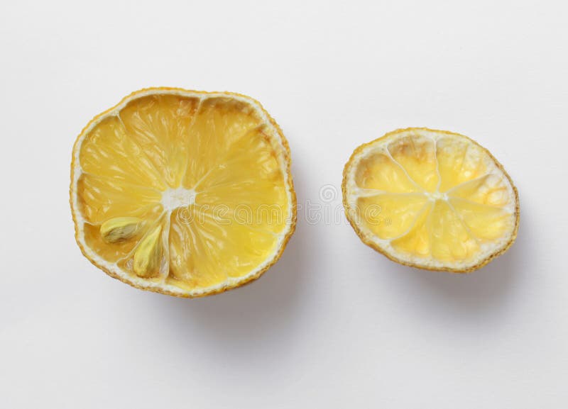 Two Pieces of Old Drying Lemon Stock Photo - Image of vitamins, peel ...