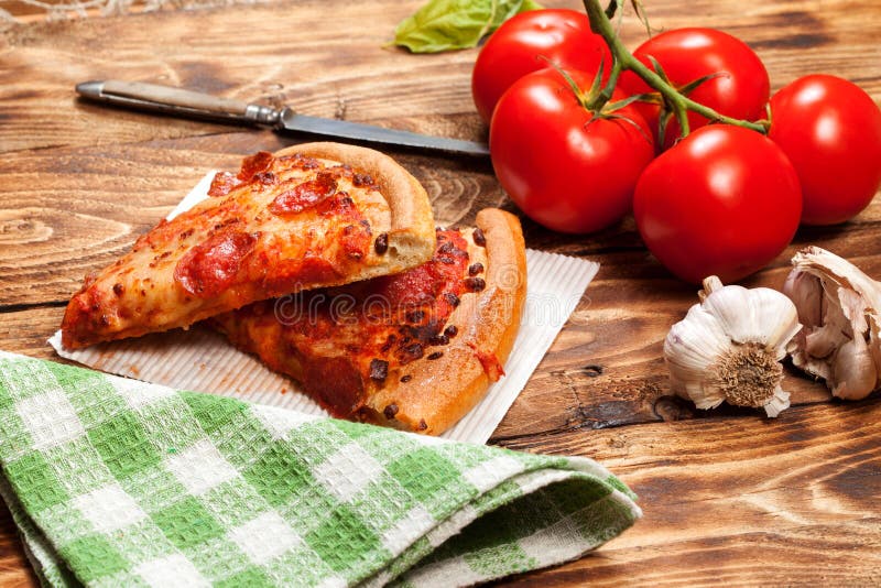 Two pieces of pizza. stock image. Image of baked, cheese - 41829637