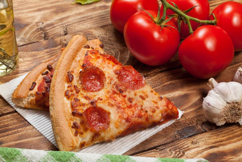Two pieces of pizza. stock photo. Image of dinner, restaurant - 42367708