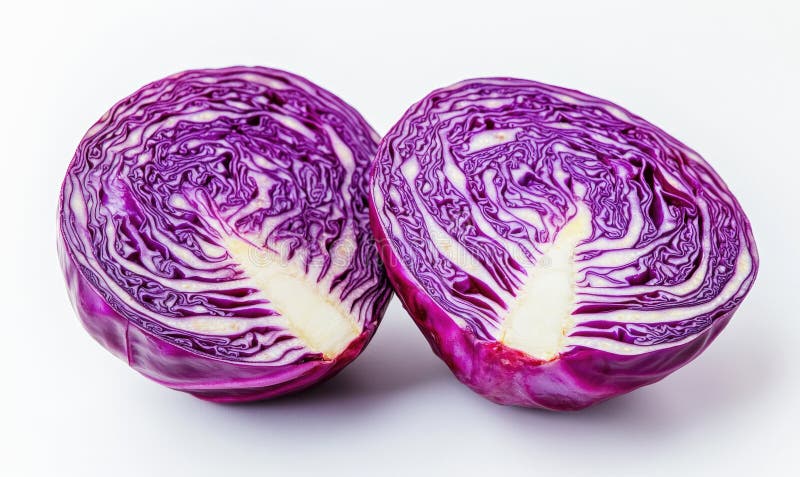 Two Pieces of Purple Cabbage are Cut in Half Stock Photo - Image of ...