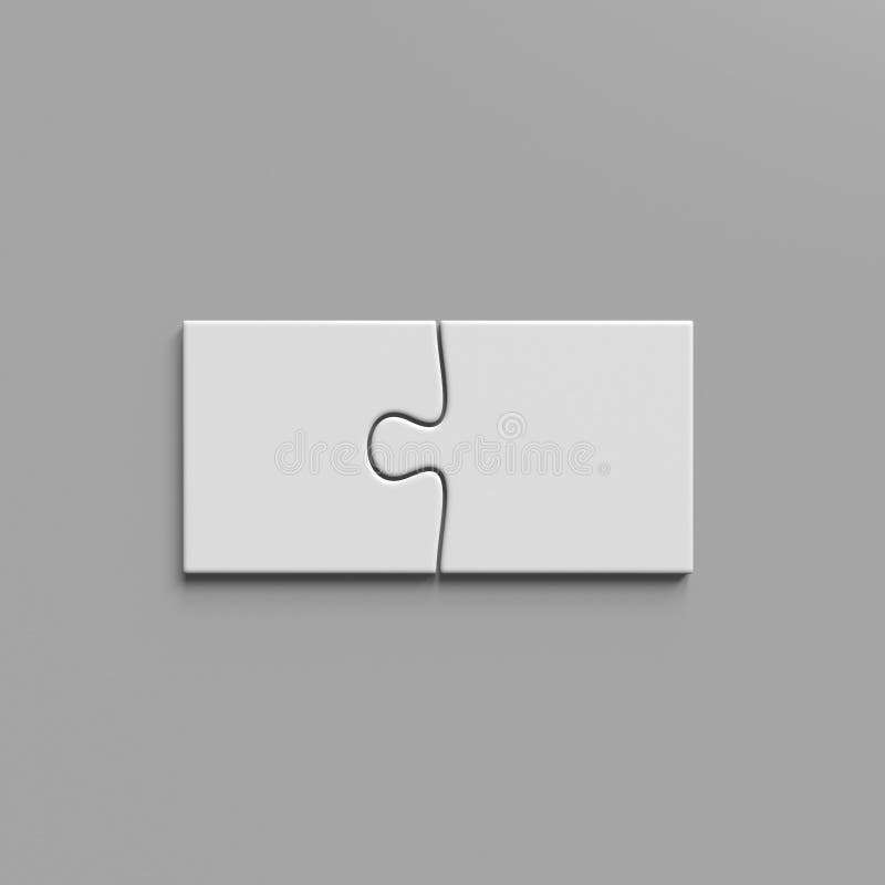 Two Pieces of Puzzle Template. 3d Illustration Stock Illustration ...